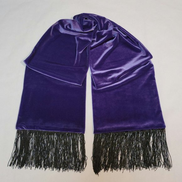 Stunning Creations | Accessories | Purple Velvet Scarf With Black ...